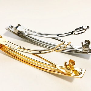 Bar Hair Clip in Gold or Silver Domed Metal Barrettes Minimal Casual ...