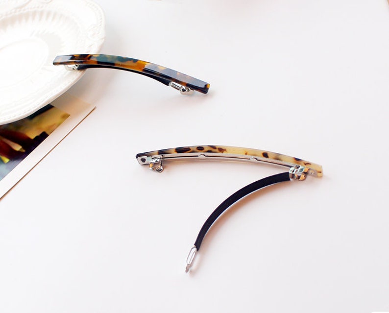 Tortoise Shell Hair Clip Acetate Domed Barrette Thin Long - Etsy