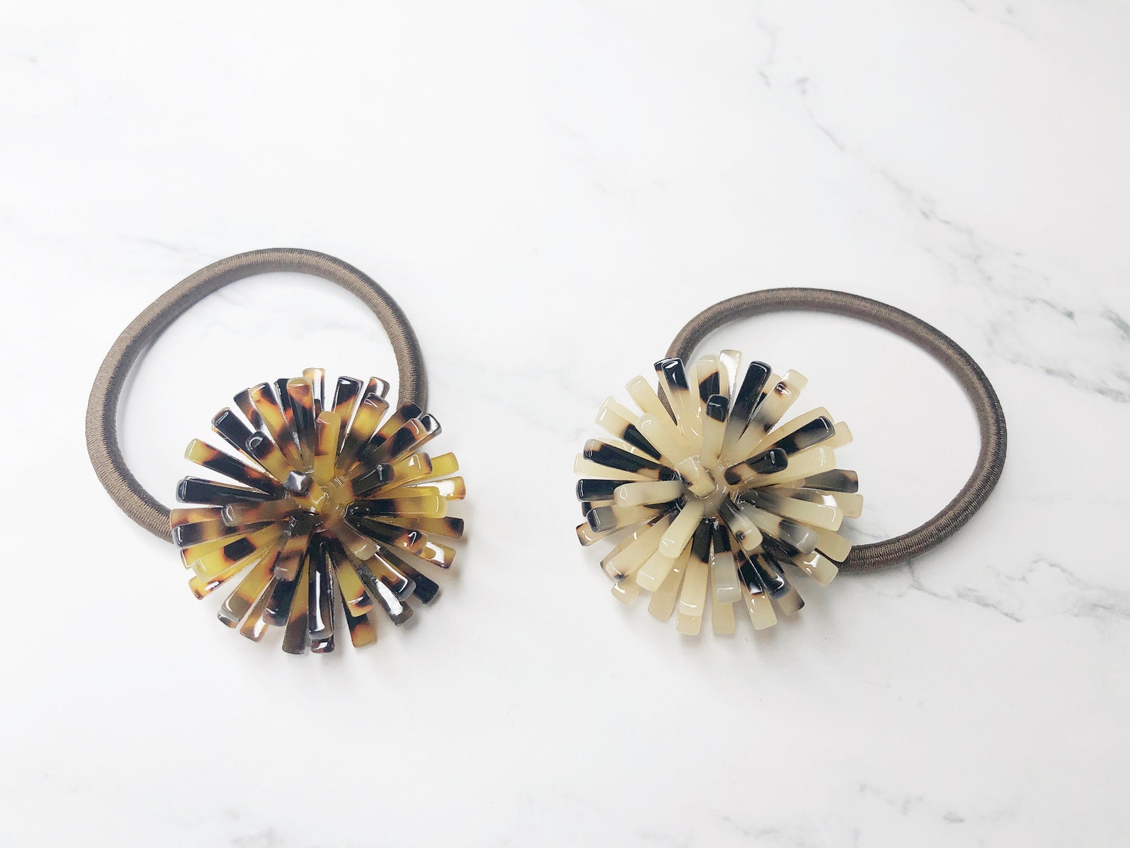 Tortoise Dandelion Acrylic Elastic Hair Tie Elegant Ponytail | Etsy