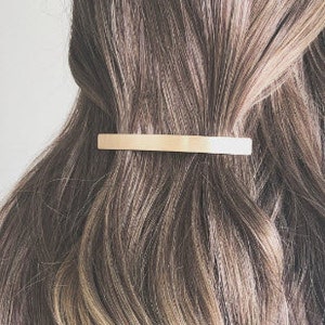 Bar Hair Clip in Gold or Silver Domed Metal Barrettes Minimal Casual ...