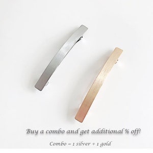 Bar Hair Clip in Gold or Silver Domed Metal Barrettes Minimal Casual ...