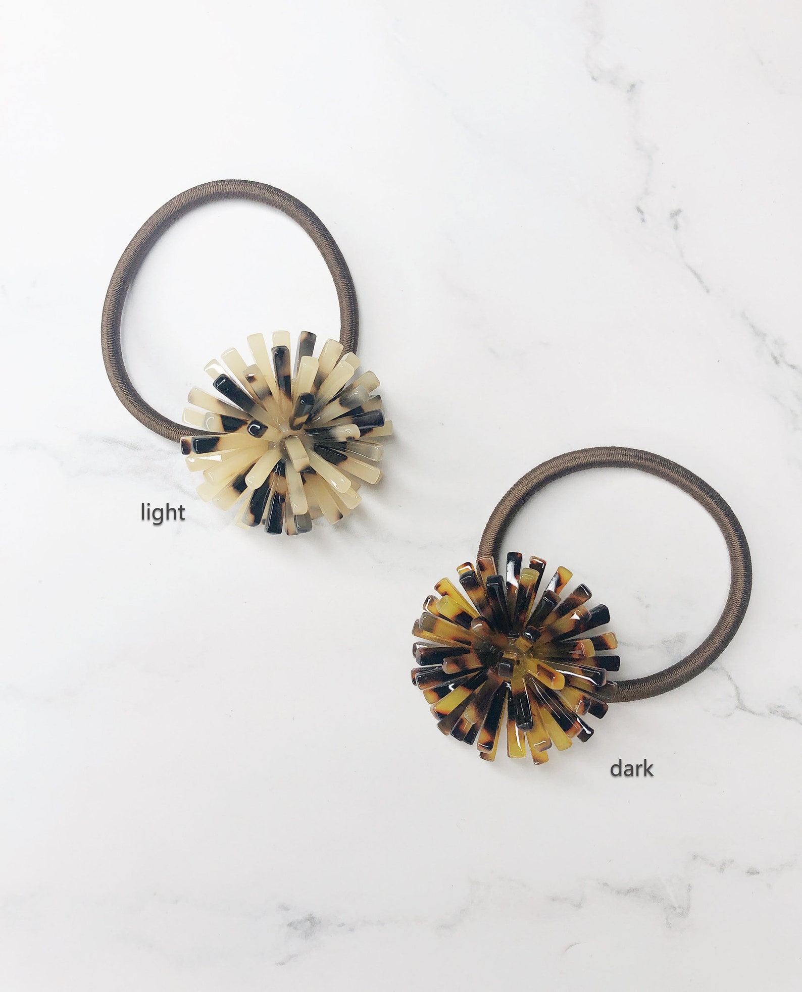 Tortoise Dandelion Acrylic Elastic Hair Tie Elegant Ponytail | Etsy