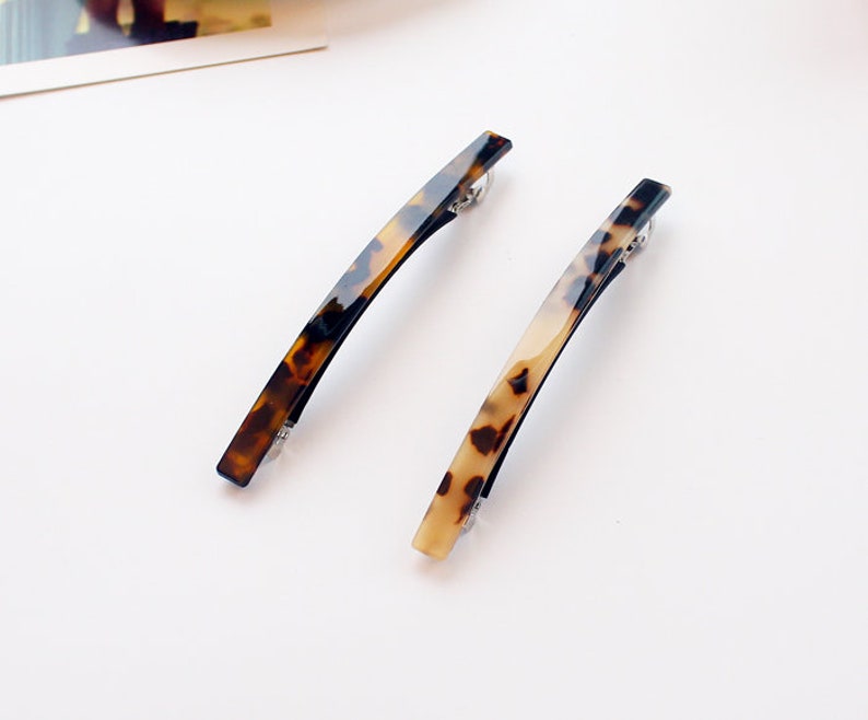 Tortoise Shell Hair Clip Acetate Domed Barrette Thin Long - Etsy