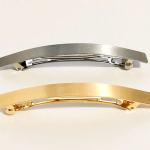 Bar Hair Clip in Gold or Silver Domed Metal Barrettes Minimal Casual ...