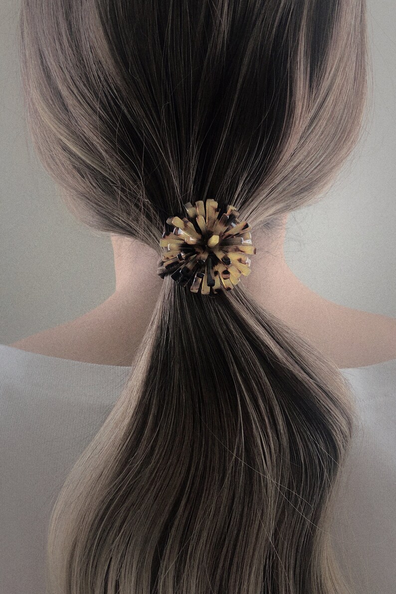 Tortoise Dandelion Acrylic Elastic Hair Tie Elegant Ponytail | Etsy