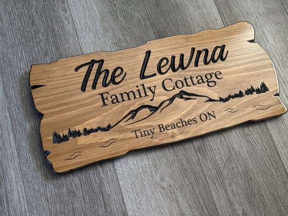 Personalized Carved Outdoor Sign With Trees and Mountain - Etsy