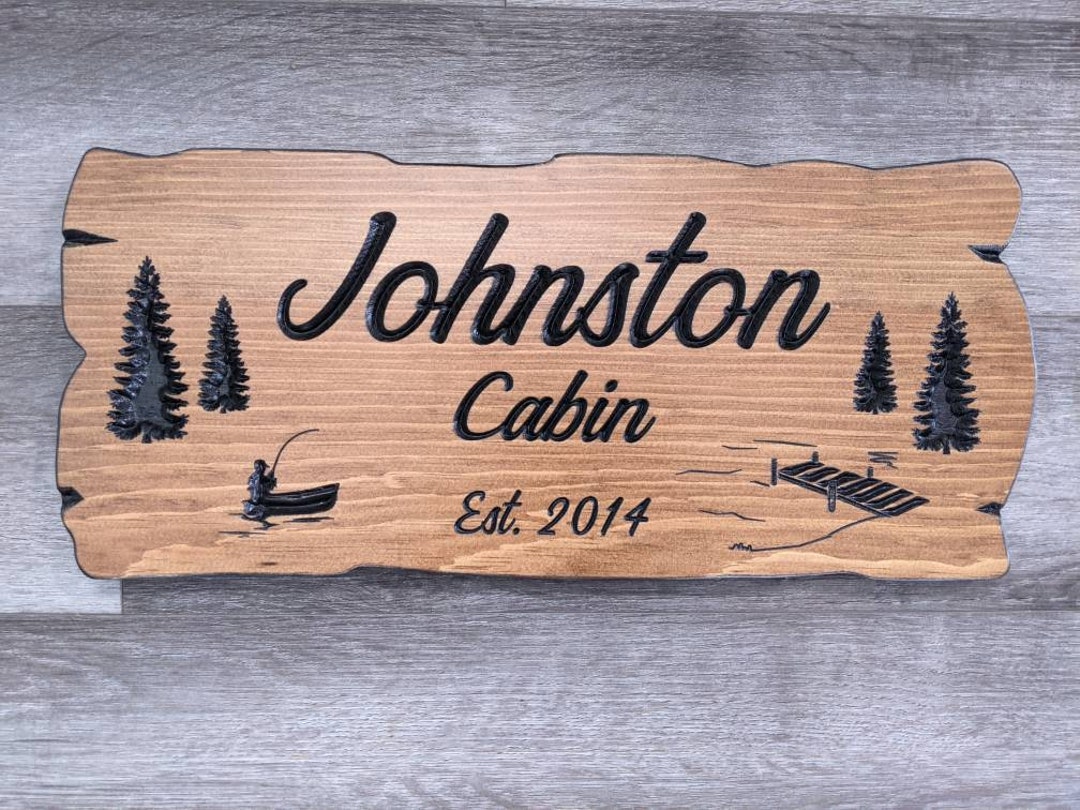 Personalized Rustic Cabin Sign: Custom Cottage Decor - Etsy