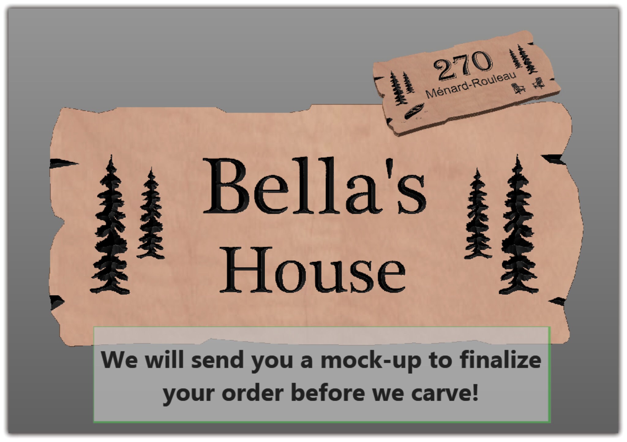 Custom Wood Carved Sign With Trees Mountain and Deer for - Etsy Canada