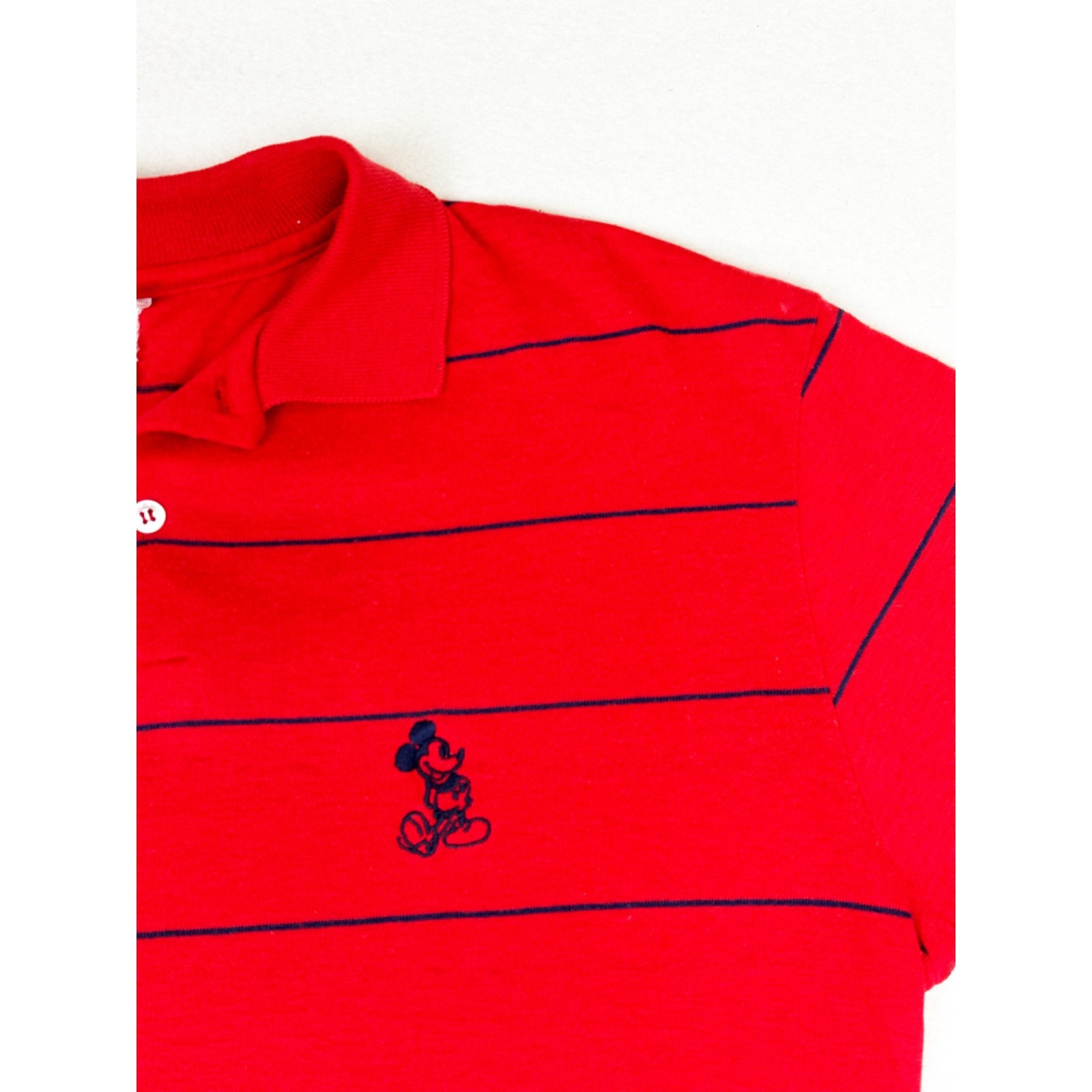 Vintage 90s Disney Wear Mickey Mouse Polo Shirt Red Embroidered Stripe ...