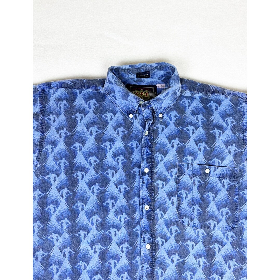 Vintage 90s Ralph Lauren Chaps Ski Shirt Large Blue Slopes Mountain ...