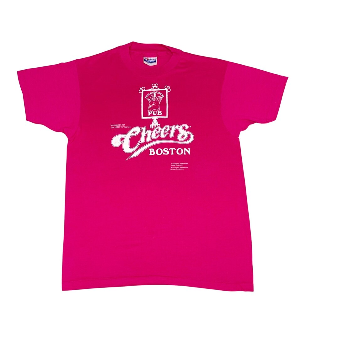 Vintage Cheers Pub Bar T-shirt Boston Large Pink TV Show Single Stitch ...