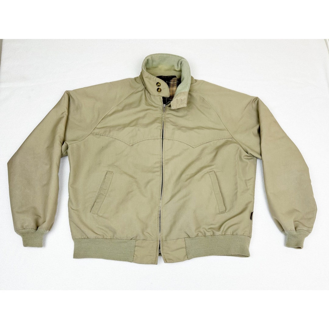 Vintage 80s Wrangler Jacket Tan Zip up Pockets Western Cowboy Ranch ...