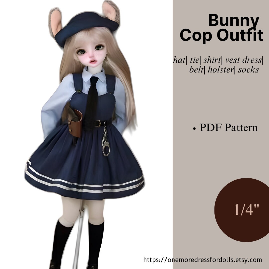 Bunny Cop Costume PDF Pattern for BJD, Cotton Doll, Stellalou - Etsy