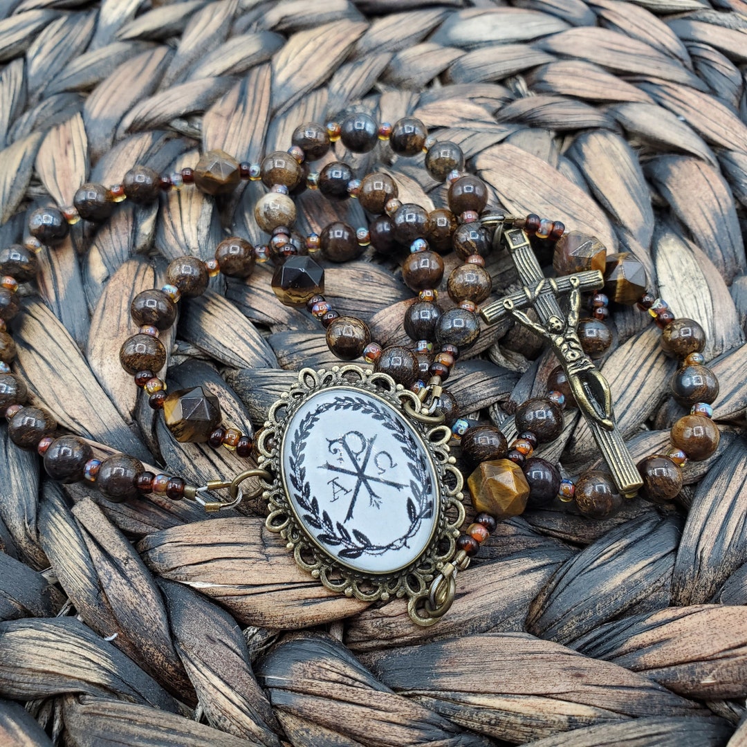 Chi Rho Gifts Chi Rho Rosary Men's Rosary Masculine Rosary Black Rosary ...