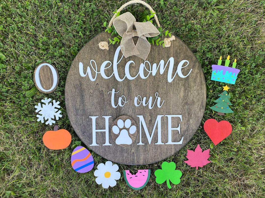 Interchangeable Welcome Sign Seasonal Wooden Sign Multi - Etsy