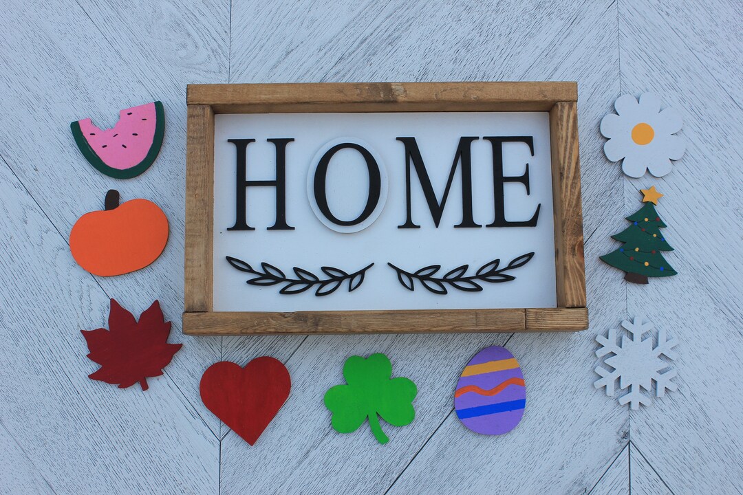 Interchangeable Home Sign | Seasonal Wooden Sign | Multi Season Decor ...