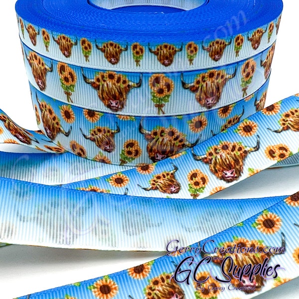 Blue Highland Cow Ribbon - Etsy