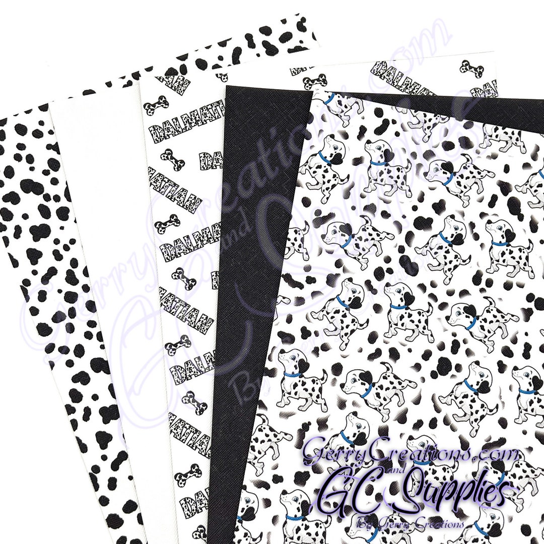 Faux Leather USDR - Half Sheets - Set of 5 - Dalmation Puppies, Dog ...