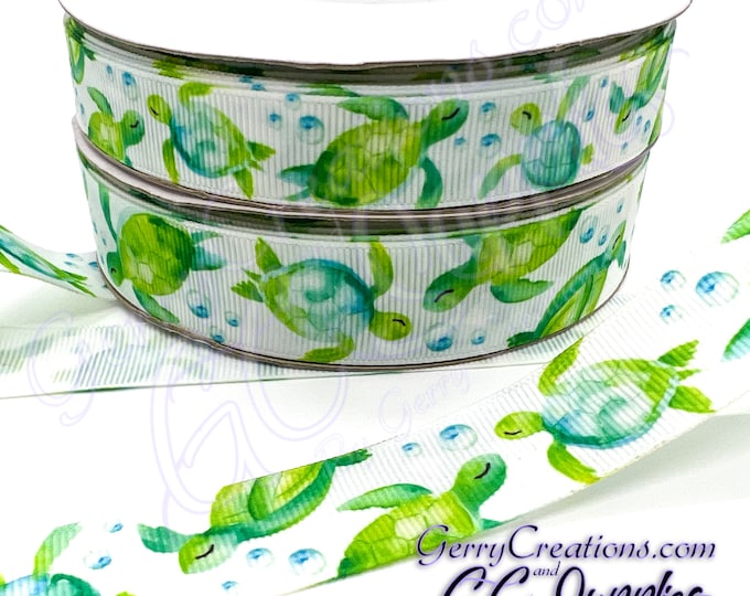 Sea Turtle Ribbon Nautical Ribbon Beach Ribbon Craft Supplies Wreath ...