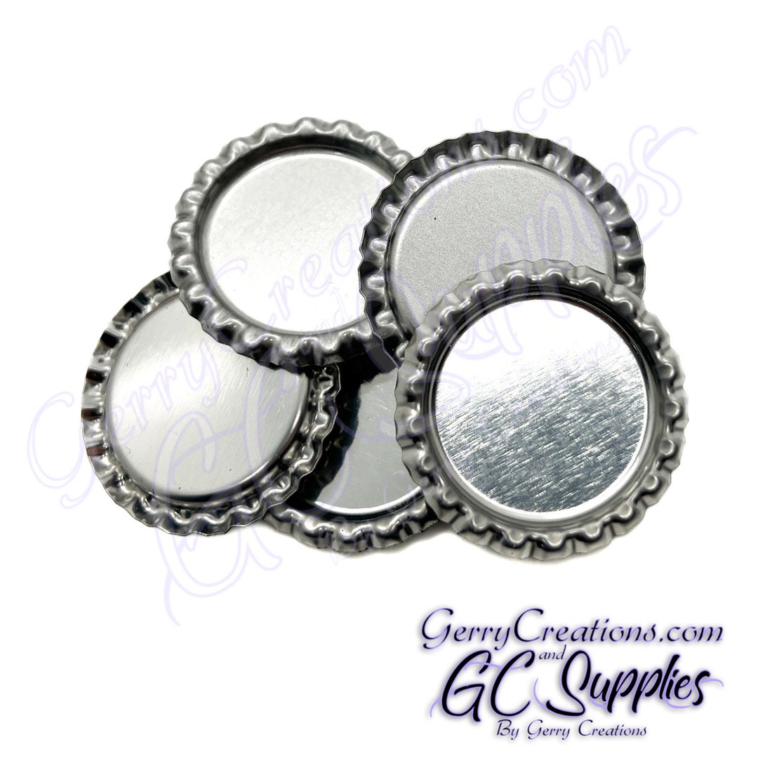 Flattened Silver Set of 5 - 1” Metal Bottle Caps for Hair Bow Centers ...