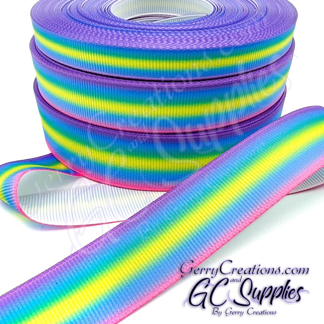 Bugs Coordinate USDR Grosgrain Ribbon 7/8, 5/8 & 3/8 Pretty Rainbow ...