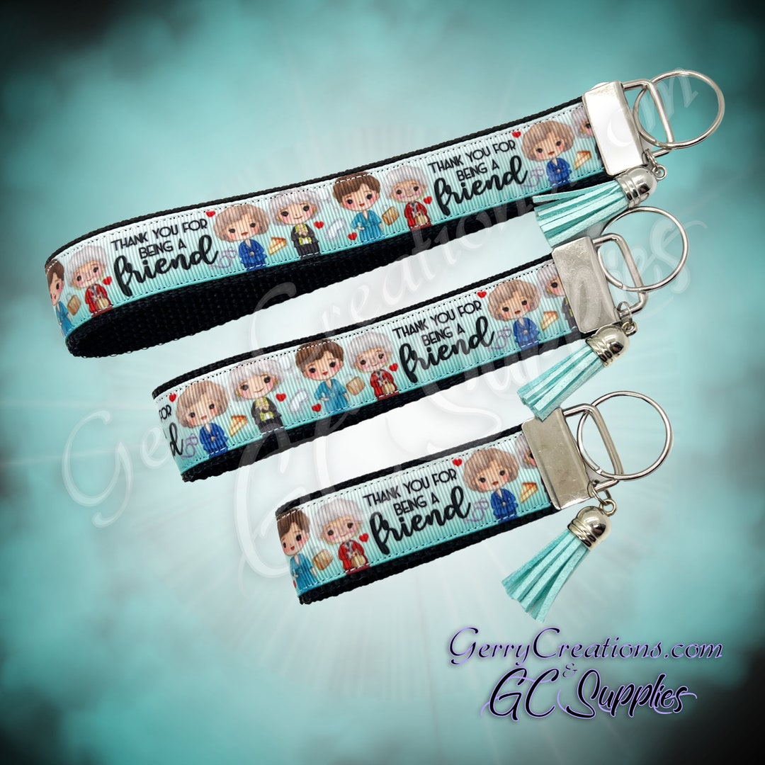 Girls Golden Friend Saying Thank You USDR Ribbon Keyfob Keyring ...