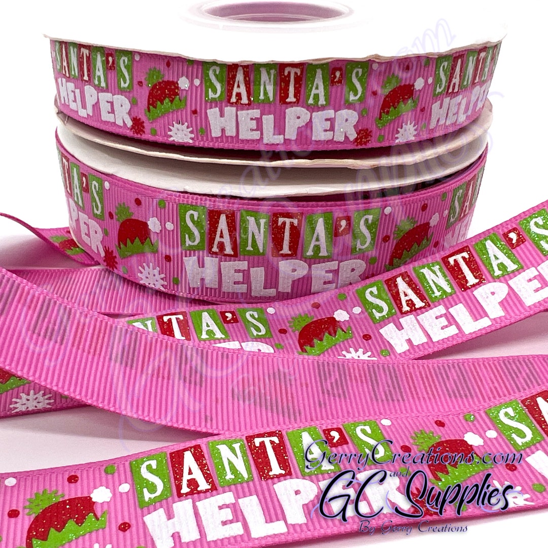 USDR Grosgrain Ribbon 7/8 & 5/8 Santas Helper With Elf Hat - Etsy
