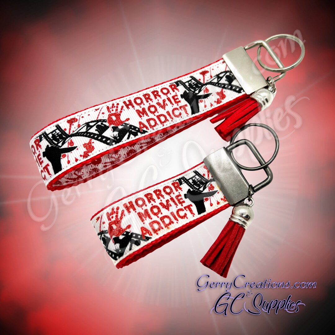 Horror Movie Addict - USDR Ribbon Keyfob Keyring Keychain Double Sided ...