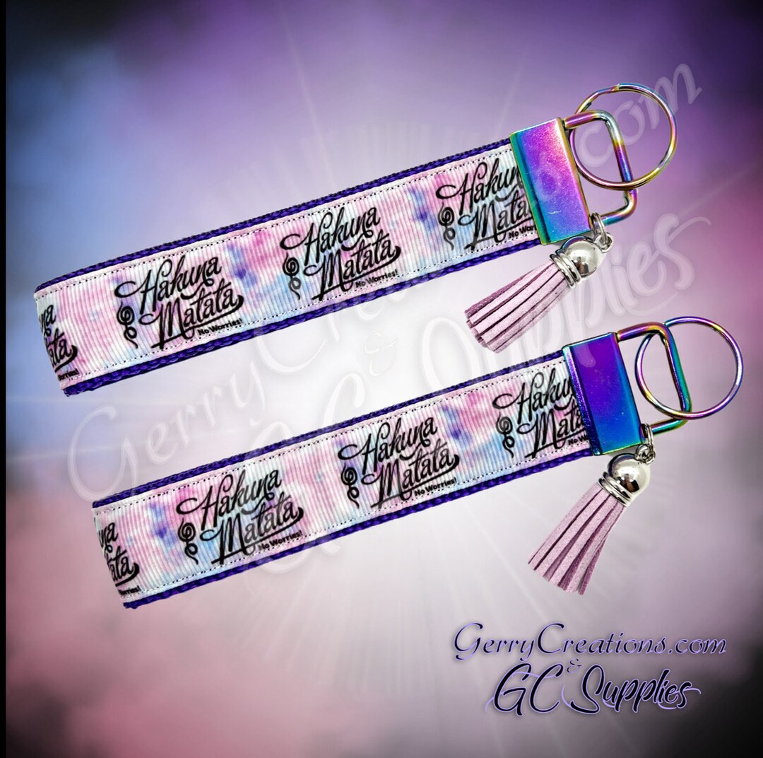 Hakuna Matata Tie Dye Purple With Rainbow Hardware USDR Ribbon Keyfob ...