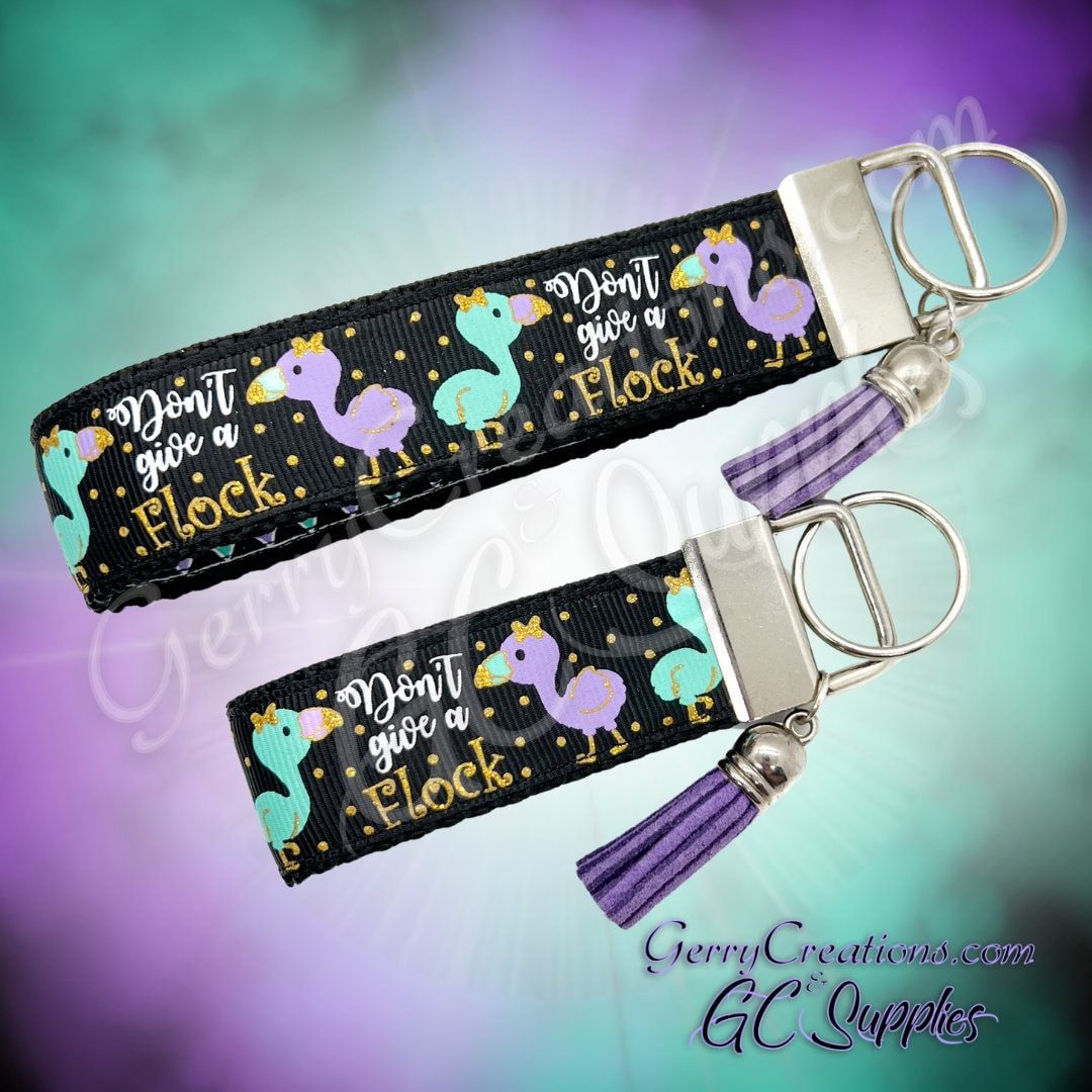 Don’t Give a Flock Flamingo USDR Ribbon Keyfob Keyring Keychain Fob ...