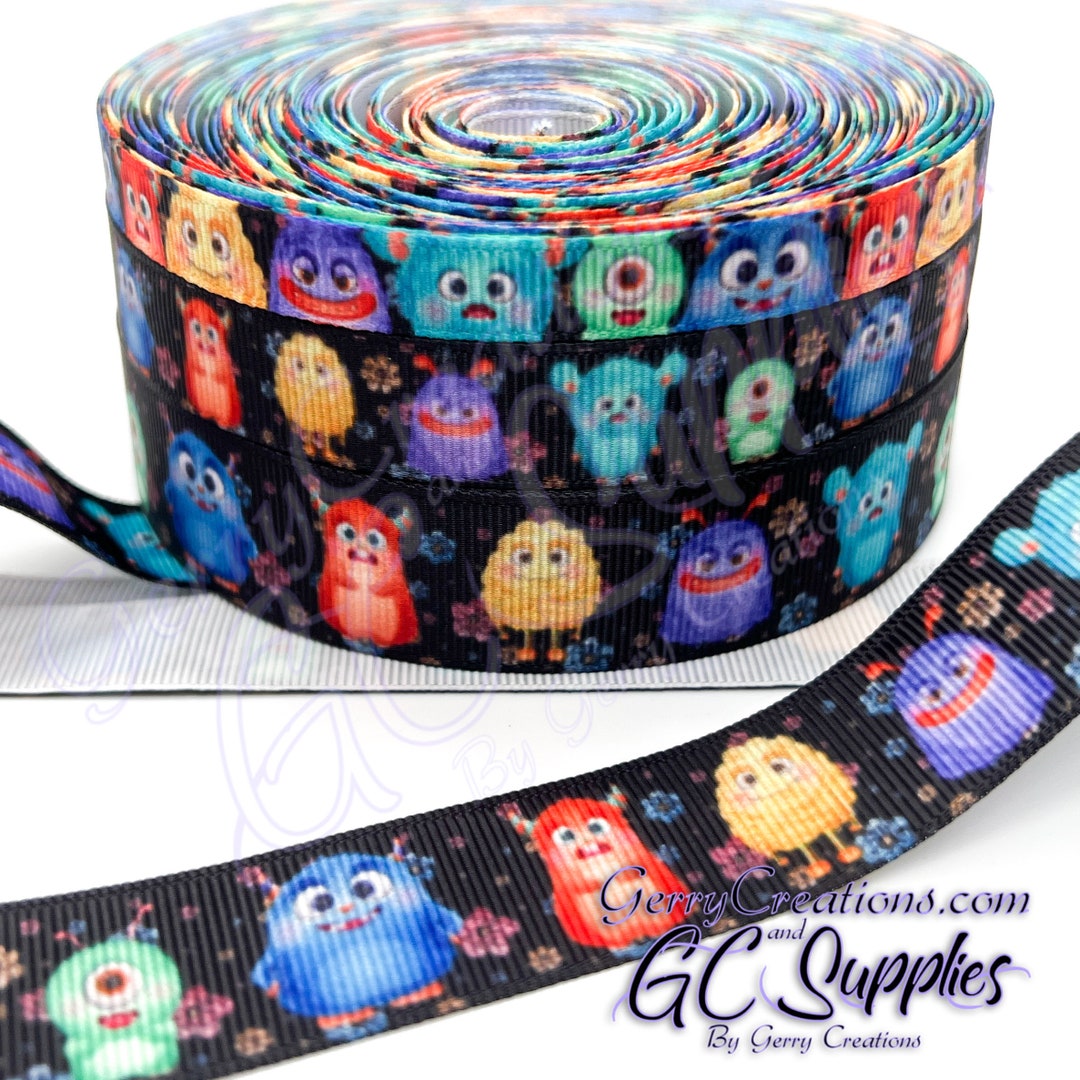 Fuzzy Monsters - USDR Grosgrain Ribbon 7/8”, 5/8” & 3/8” Really Cute ...