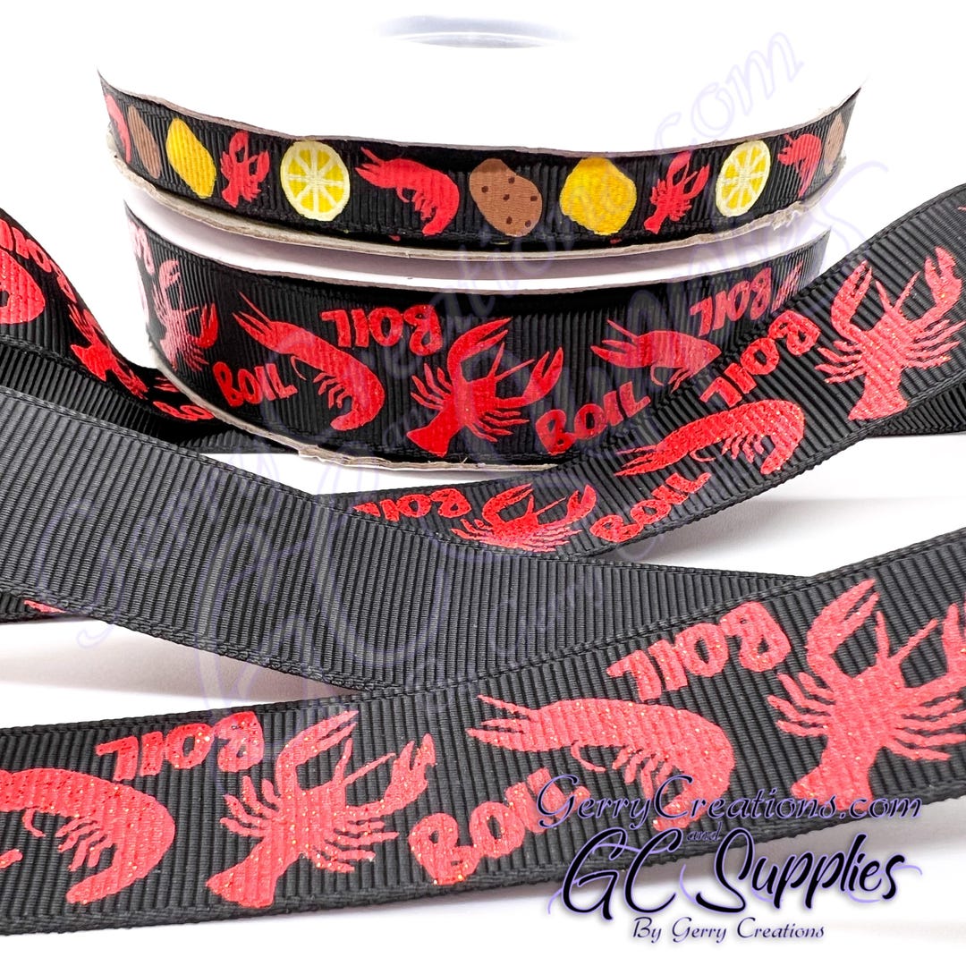 Low Country Boil - Black - USDR Grosgrain Ribbon 7/8” & 3/8” Shrimp ...