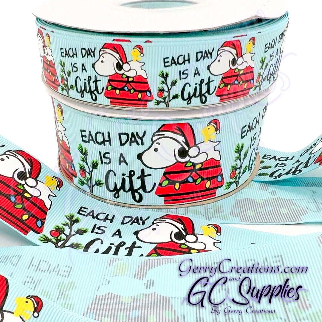 Each Day is a Gift - Lt Blue - USDR Grosgrain Ribbon 1.5” & 7/8” Black ...