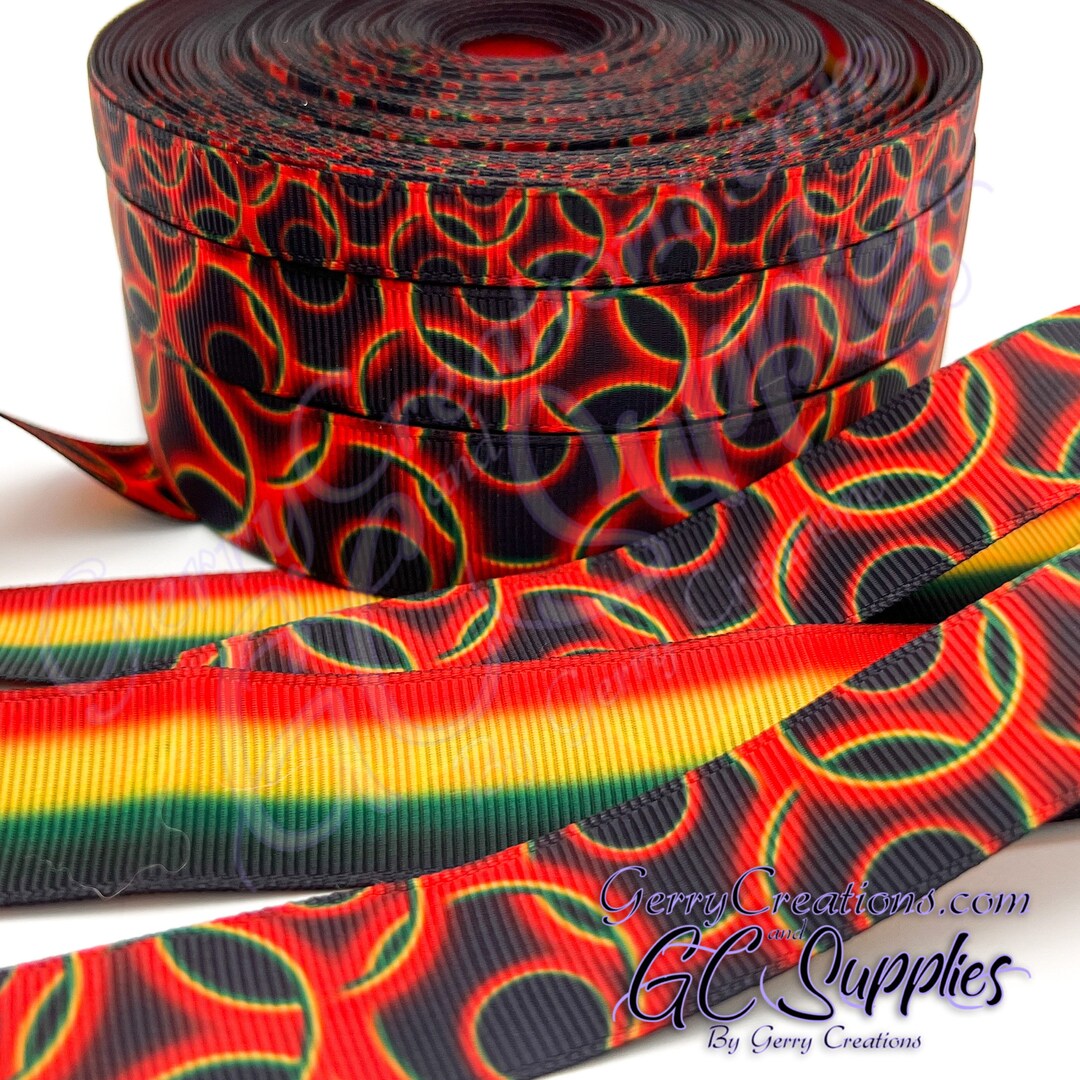 Juneteenth - USDR Grosgrain Ribbon 7/8”, 5/8” & 3/8” Rasta Colors ...