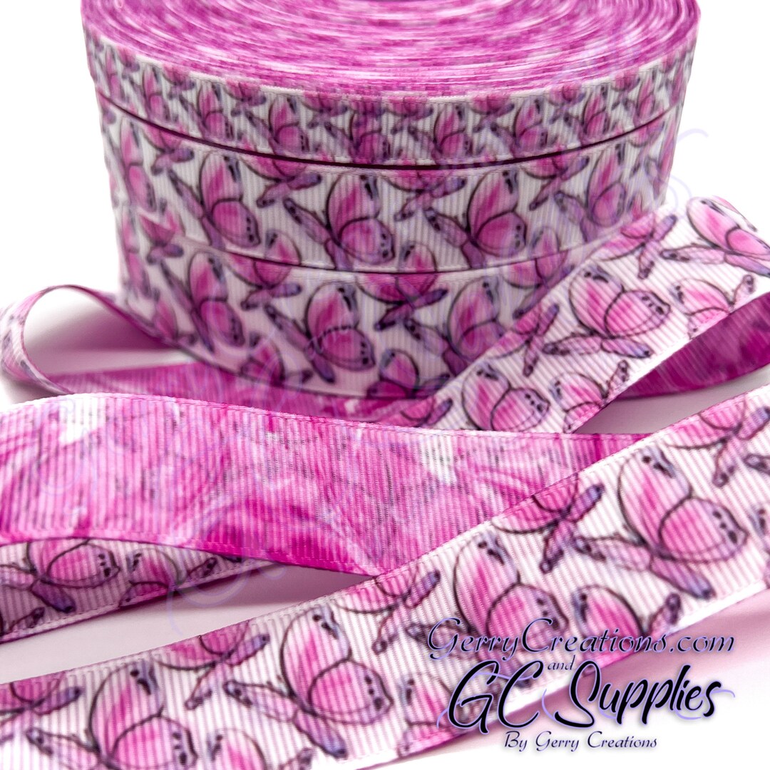 Watercolor Butterflies - Purple Marble - USDR Grosgrain Ribbon 7/8”, 5/ ...