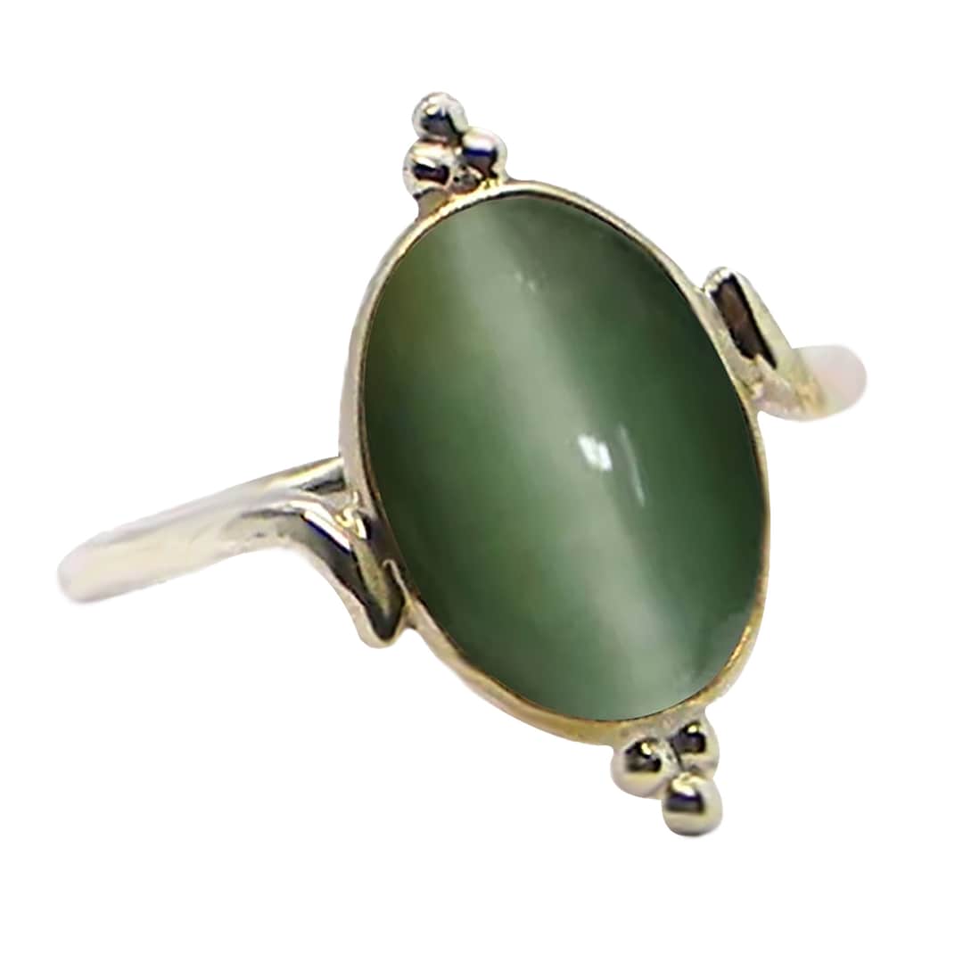 Natural Cat Eye Gemstone Ring, Sterling Silver Ring- Cats Eye Jewelry ...