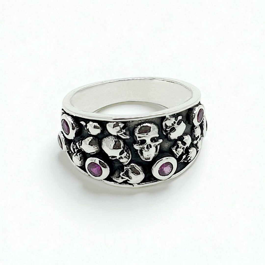 Blackbeard Skull Ring | 925 Sterling Silver Ruby Ring | Pirate Gothic ...