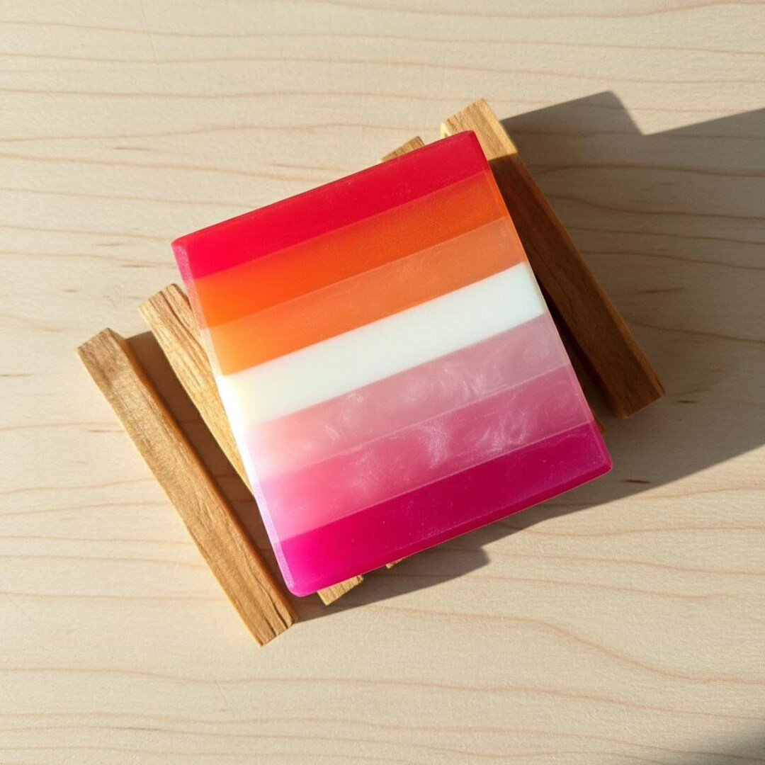 Lesbian Pride Glycerin Soap | LGBTQ Flag Soap | Berry Spun Sugar Tonka ...