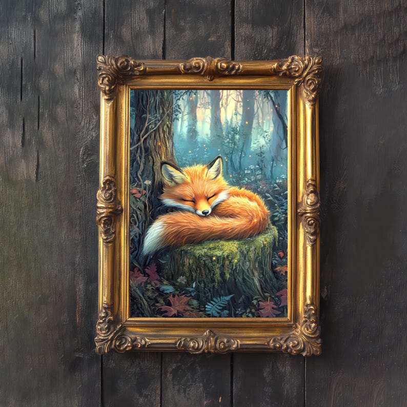 Fox Cottagecore Print Poster Vintage Woodland Animal Art Dark Academia ...