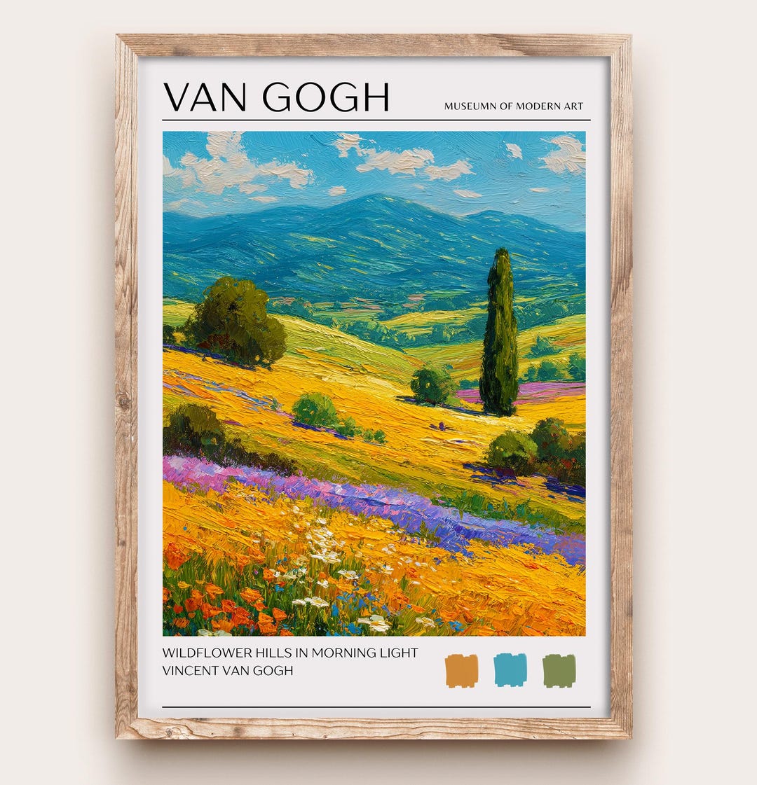 Vincent Van Gogh Wildflower Hills Poster Impressionist Landscape Print ...