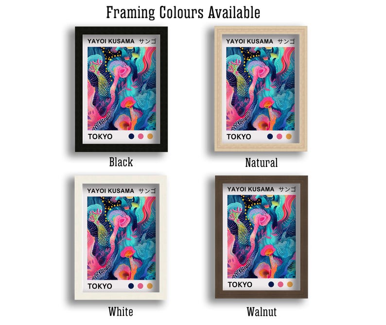 Yayoi Kusama Mushroom Poster Modern Pop Art Print Japanese Abstract ...