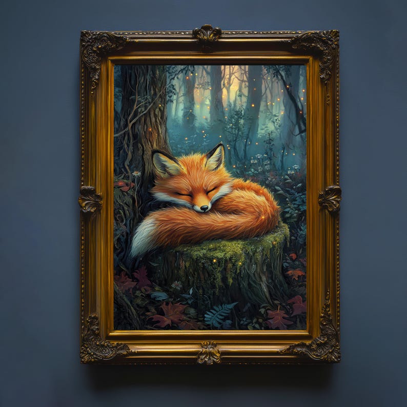 Fox Cottagecore Print Poster Vintage Woodland Animal Art Dark Academia ...
