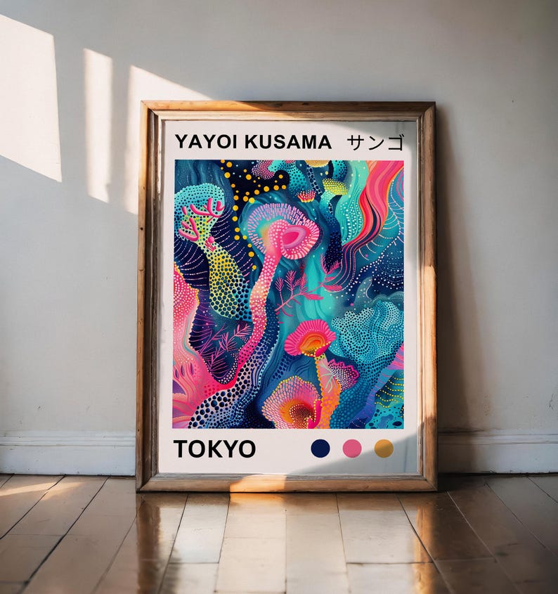Yayoi Kusama Mushroom Poster Modern Pop Art Print Japanese Abstract ...