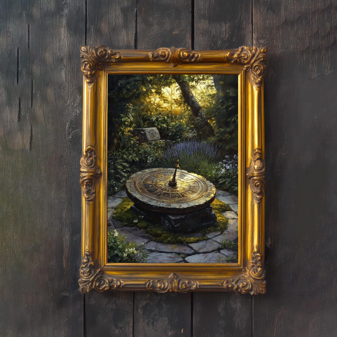 Cottagecore Sundial Print Poster Vintage Garden Art Dark Academia Wall ...