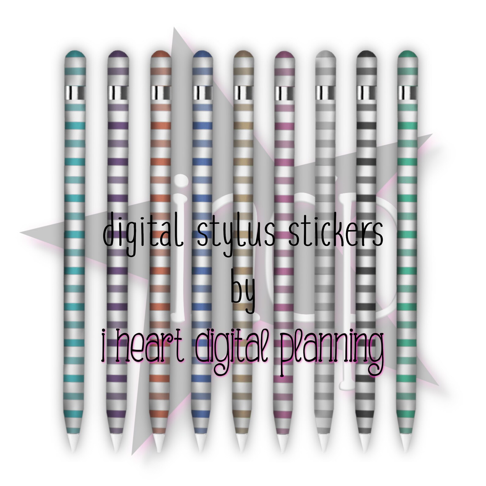 Digital Stylus Set of 9 Styluses, Rings Set 2 Decorated Digital Stylus ...