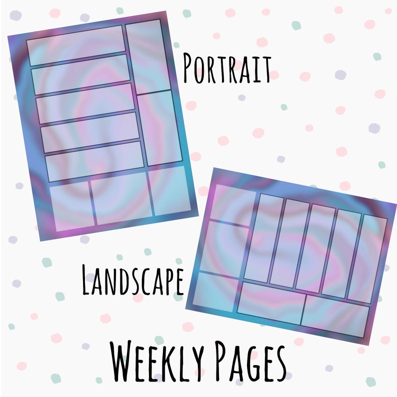 Candy Swirls PDF Planner Pages With Sunday and Monday Starts, Landscape ...