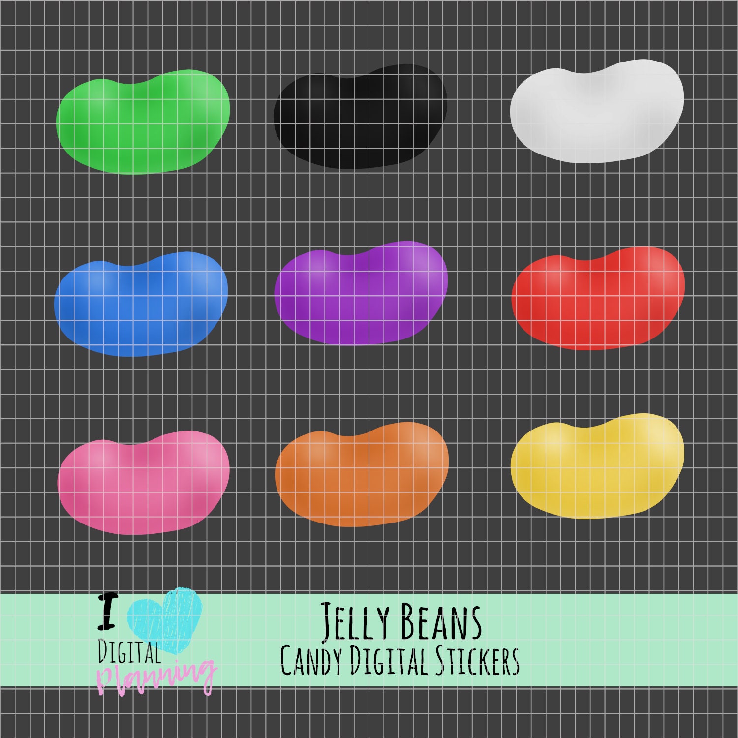 Jelly Beans Digital Planner Stickers, PNG and Goodnotes File, Easter ...
