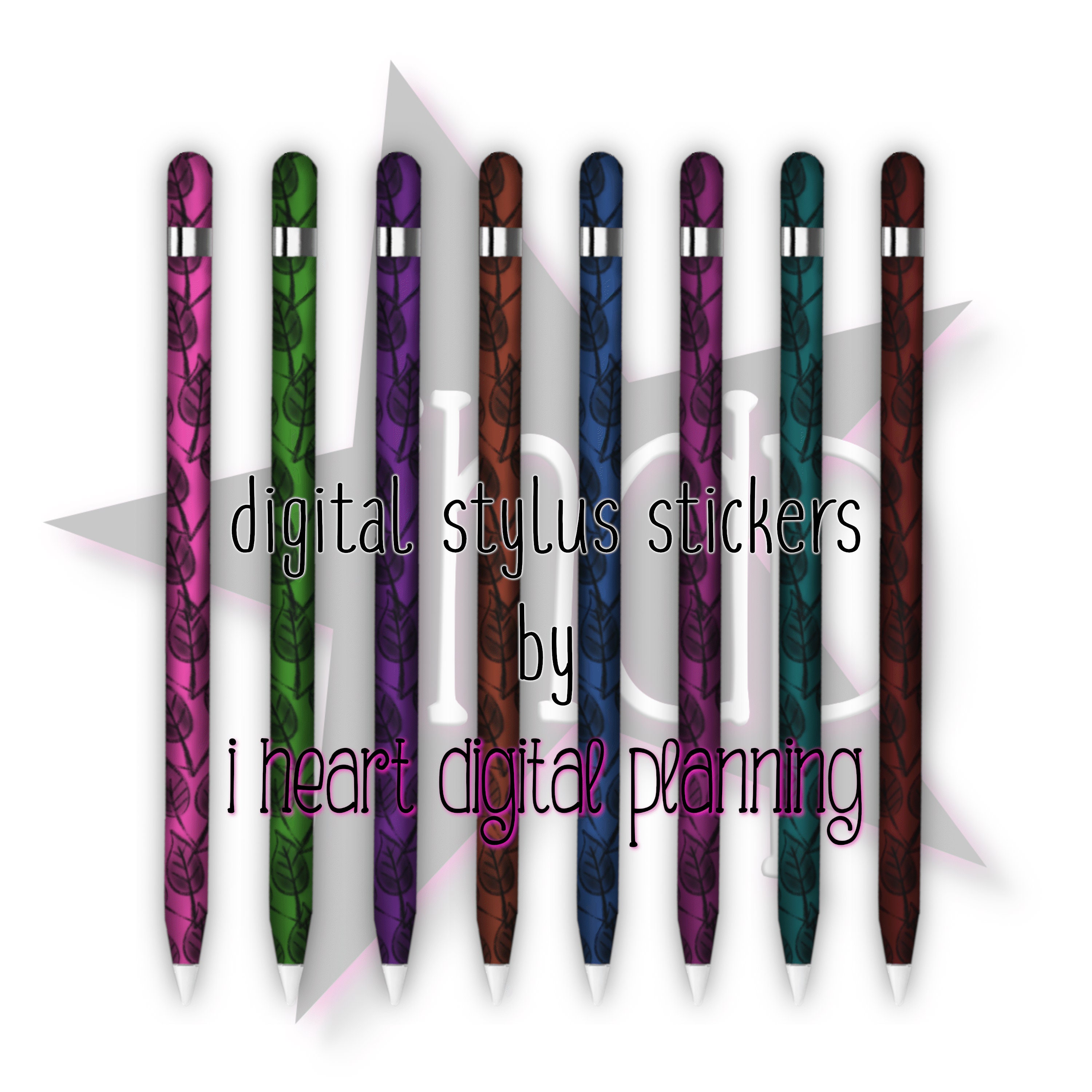 Digital Stylus Set of 8 Styluses, Leaves Set 2 Decorated Digital Stylus ...