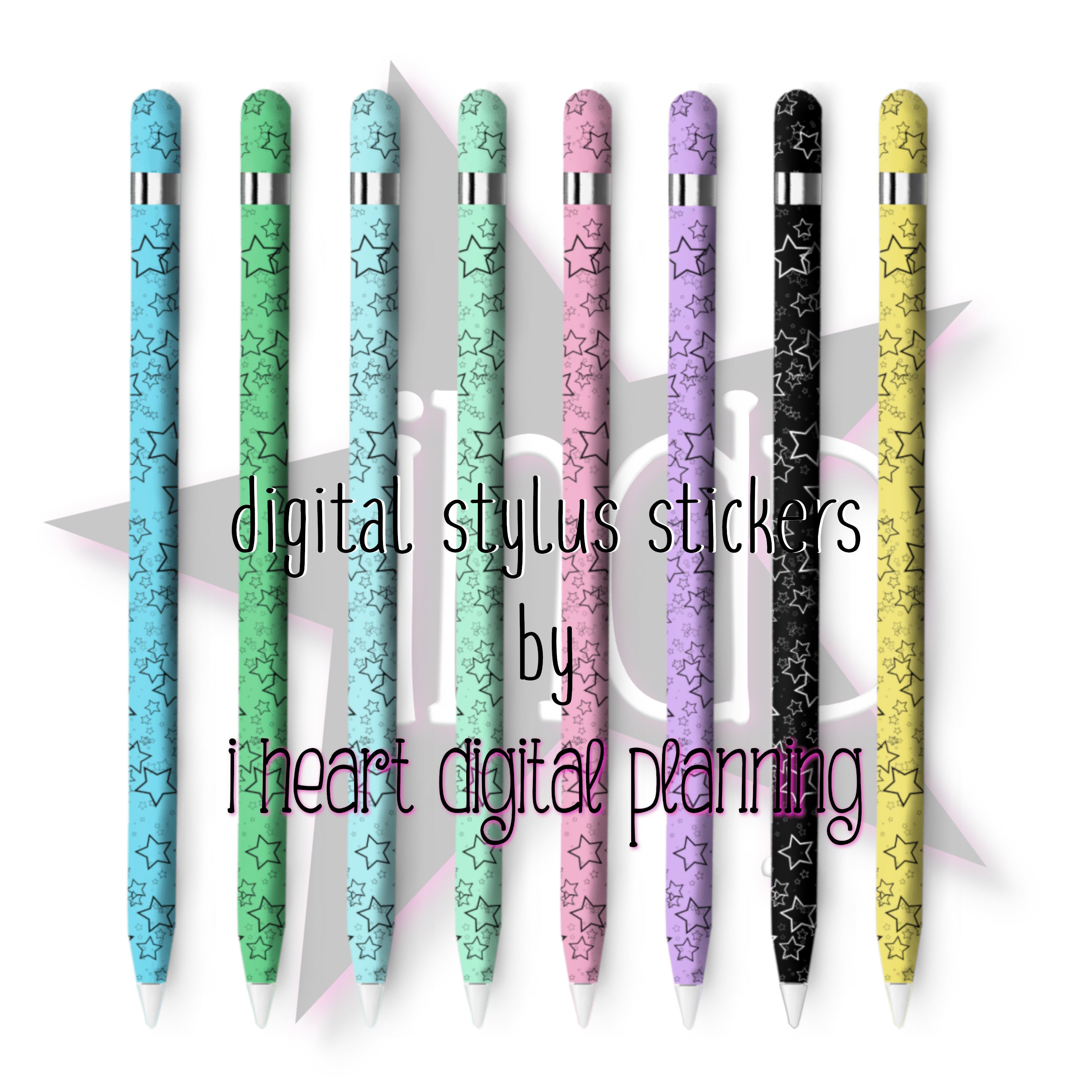 Digital Stylus Set of 8 Styluses, Stars Decorated Digital Stylus PNG ...