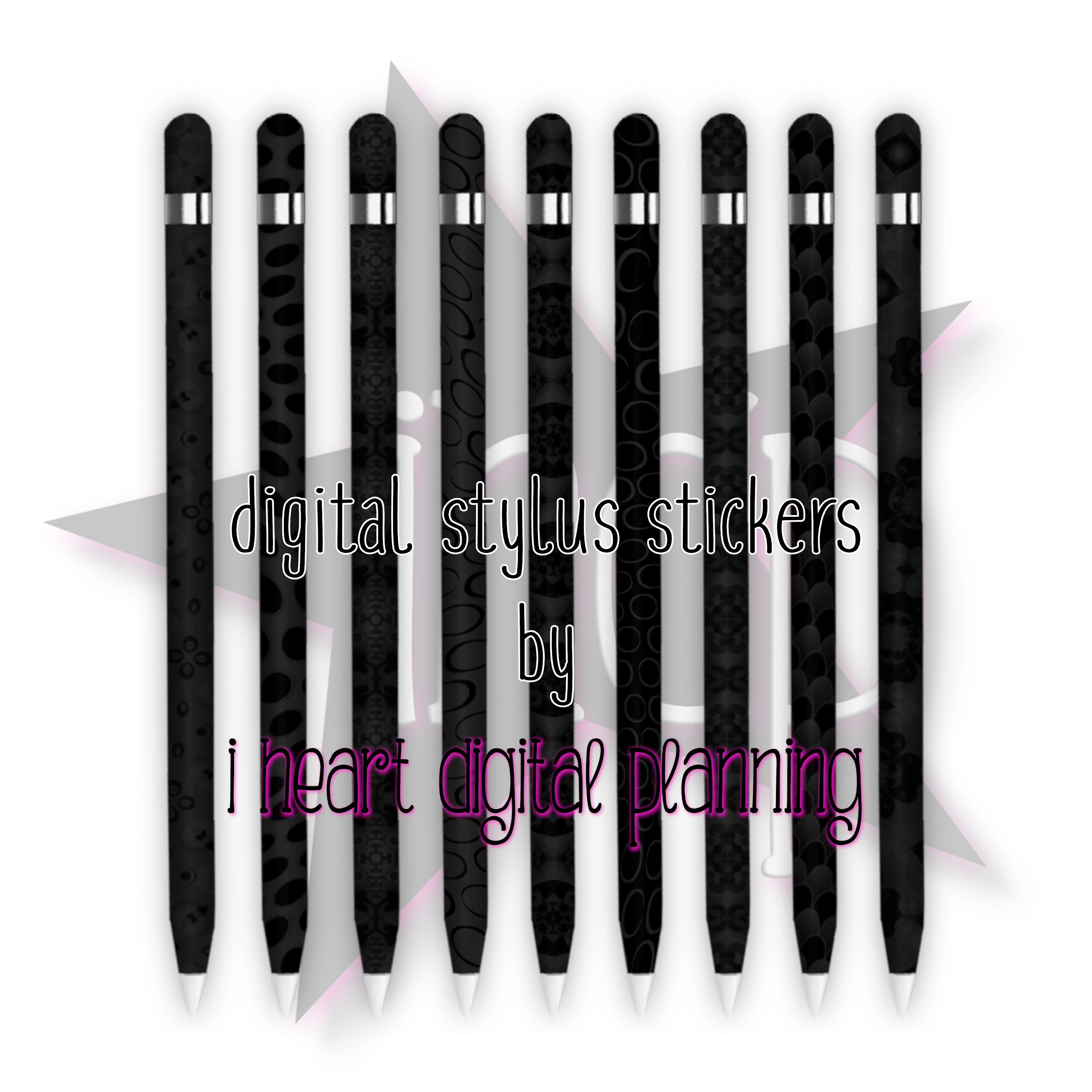 Exquisite Noir Set 1 Digital Stylus Stickers, Decorated Digital Stylus ...